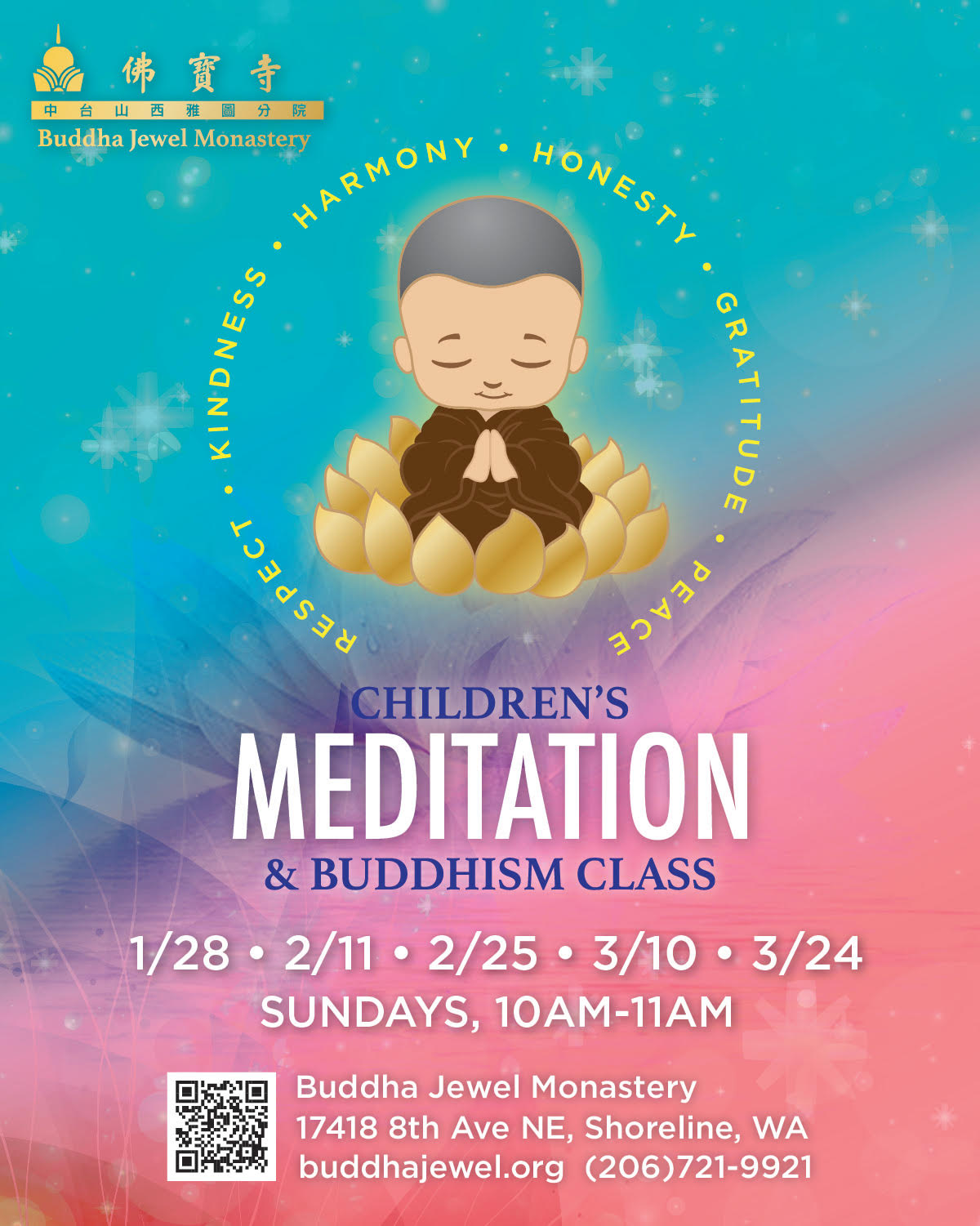 Children’s Meditation and Buddhism Class – Buddha Jewel Monastery